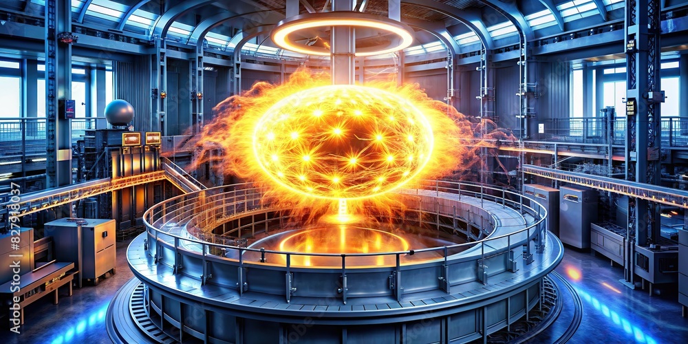 Fusion energy reaction simulation in a laboratory setting Stock ...