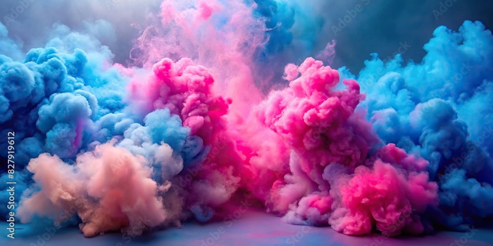 Pink and blue smoke bomb explosion background for gender reveal, baby ...