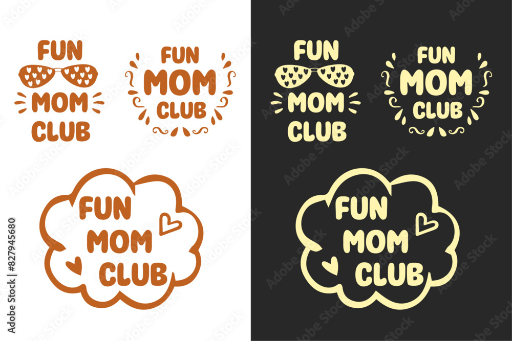Fun mom clubs lettering set. Self love quotes. Boho retro floral ...