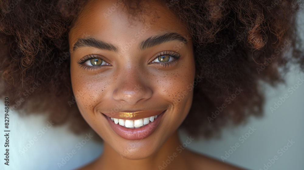 A photo of an attractive African American woman with a large afro and a ...