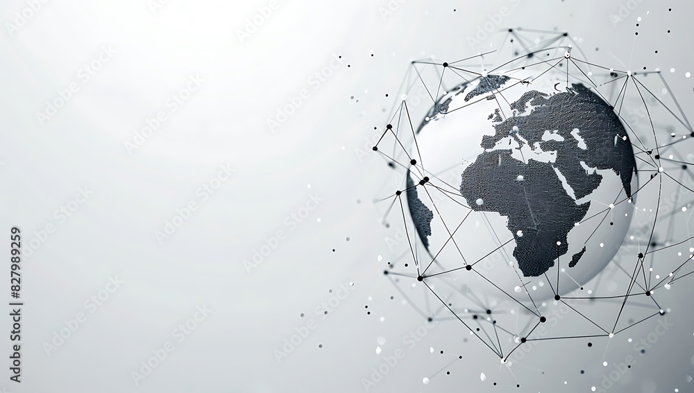 Digital globe with global network connections, white background, simple ...