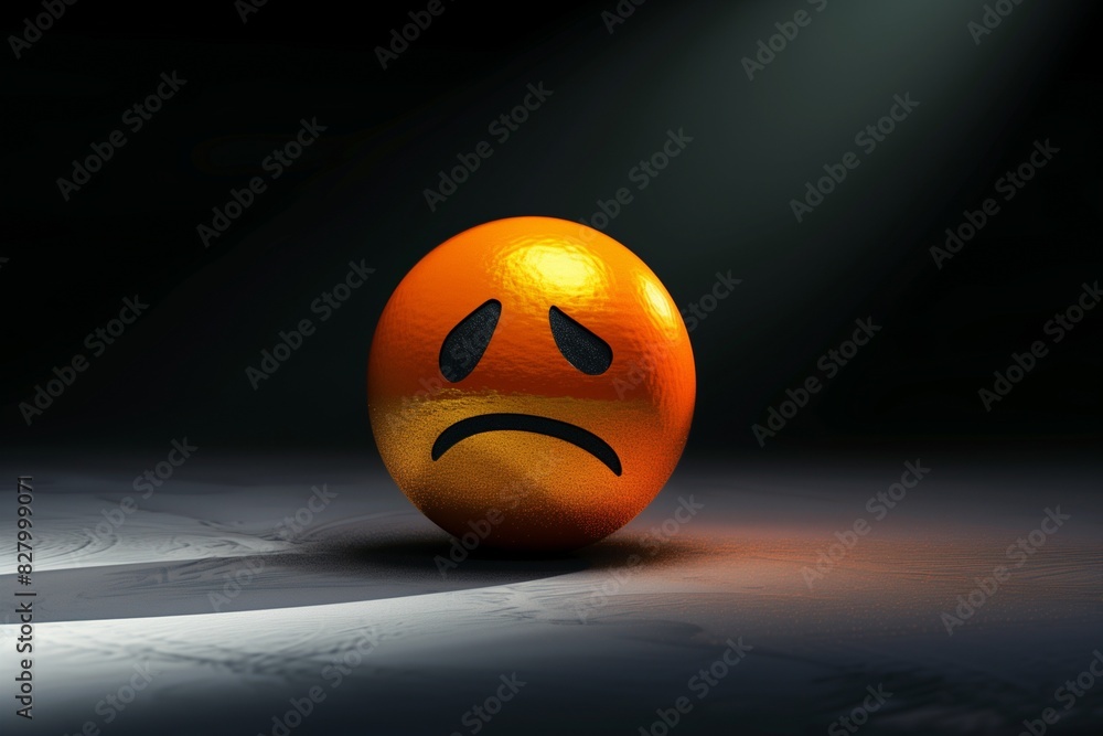 A single orange sad emoticon with a shadow effect, appearing to be ...