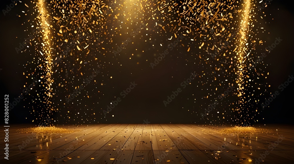 Award Ceremony Stage Mockup with Golden Confetti Rain,awards show ...