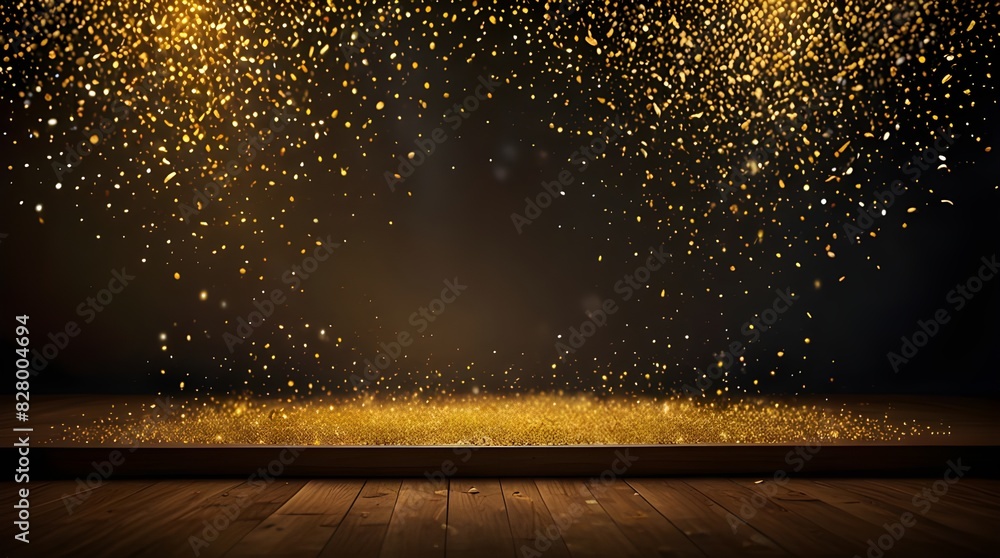 Award Ceremony Stage Mockup with Golden Confetti Rain,awards show ...