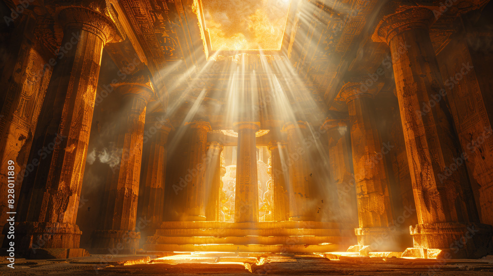 An awe-inspiring photograph showcasing the interior of a temple ...