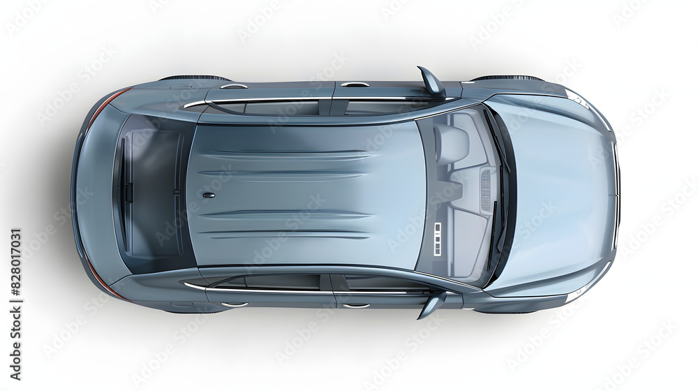 Car top view, auto parked at paved area in city, aerial view of vehicle ...