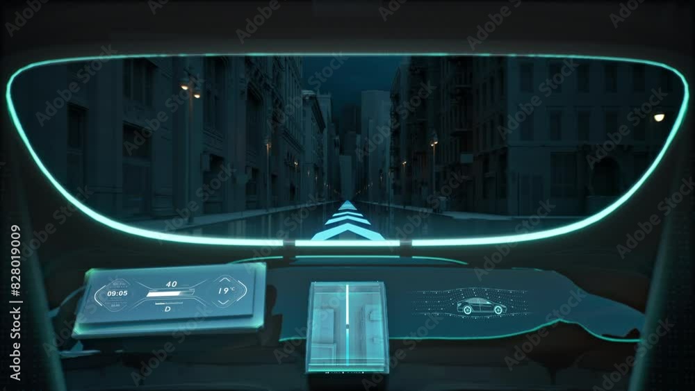 Inside Autnomous Car Navigating City Streets Reaching Destination ...