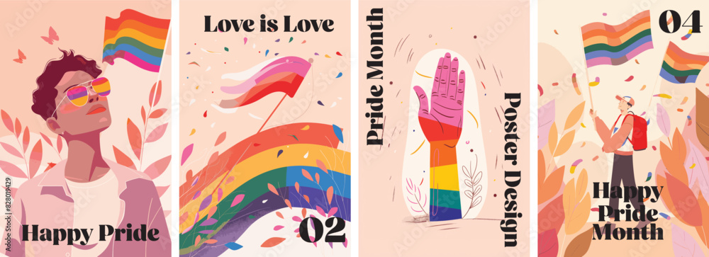 Gay Pride Month Poster Design Collection Set Of Banners For Lgbtq
