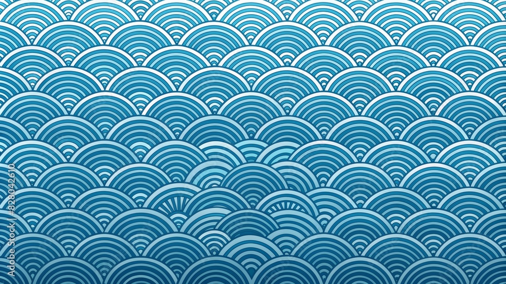 Traditional Seigaiha ocean waves pattern in a minimalistic line art ...