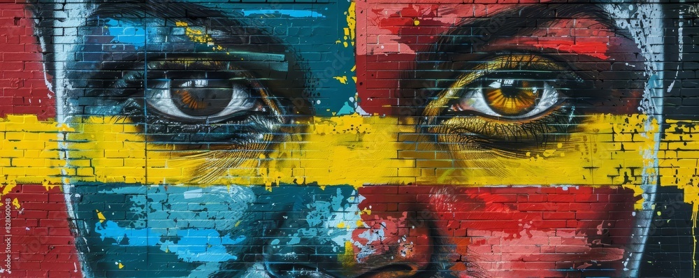 Powerful street art mural addressing social issues, striking imagery ...