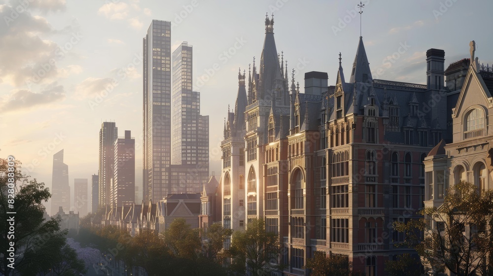 Combining historical buildings with modern skyscrapers, creating a ...