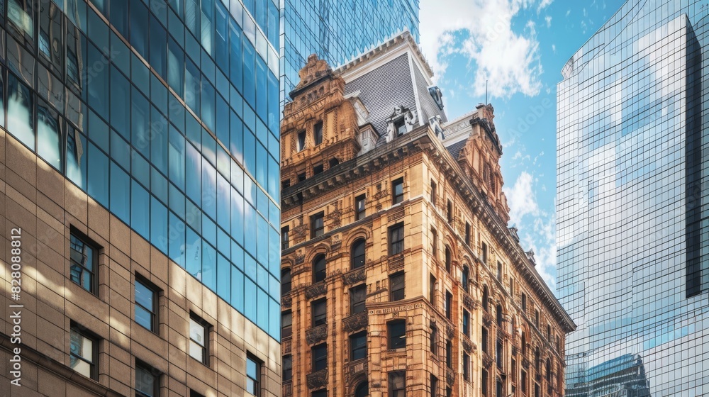 Combining historical buildings with modern skyscrapers, creating a ...