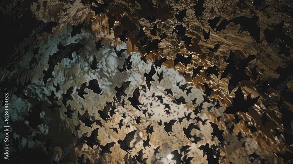 Bird's-eye view of bats swarming into a cave, revealing the mesmerizing ...