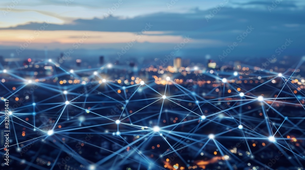 Abstract background with interconnected nodes symbolizing the network ...