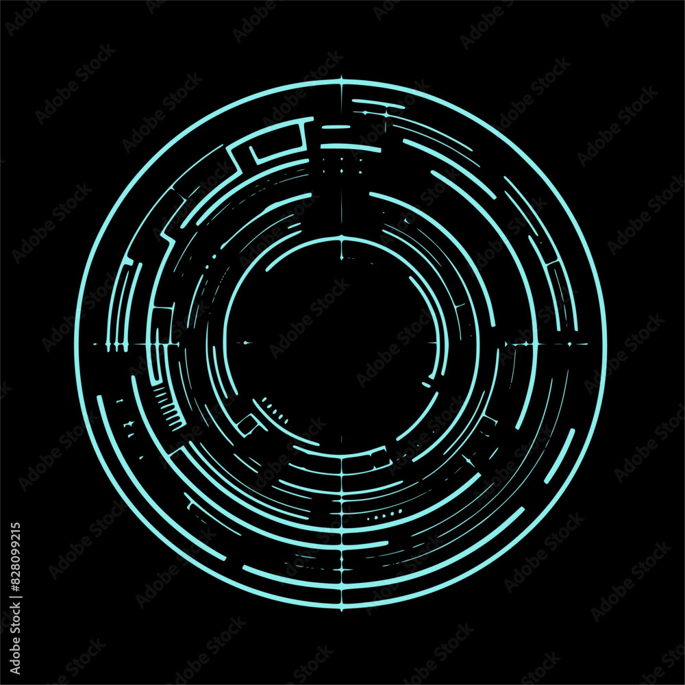 HUD circle round frame and border vector, aim control and digital ...