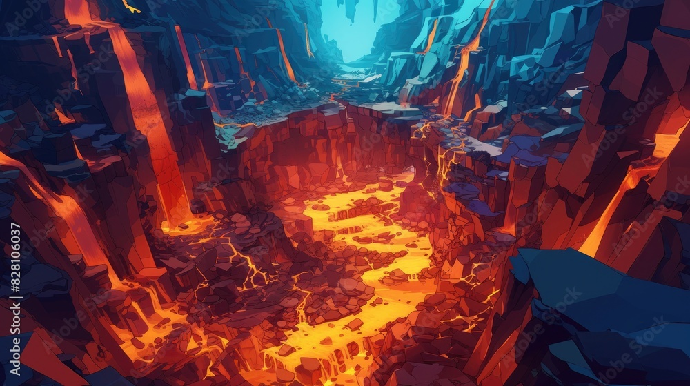 Immerse yourself in the mysterious depths of a dark cavern where a ...