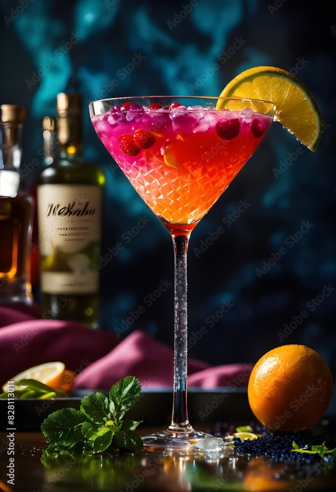 Make a picture that exhibits the artistic quality of mixology that is ...