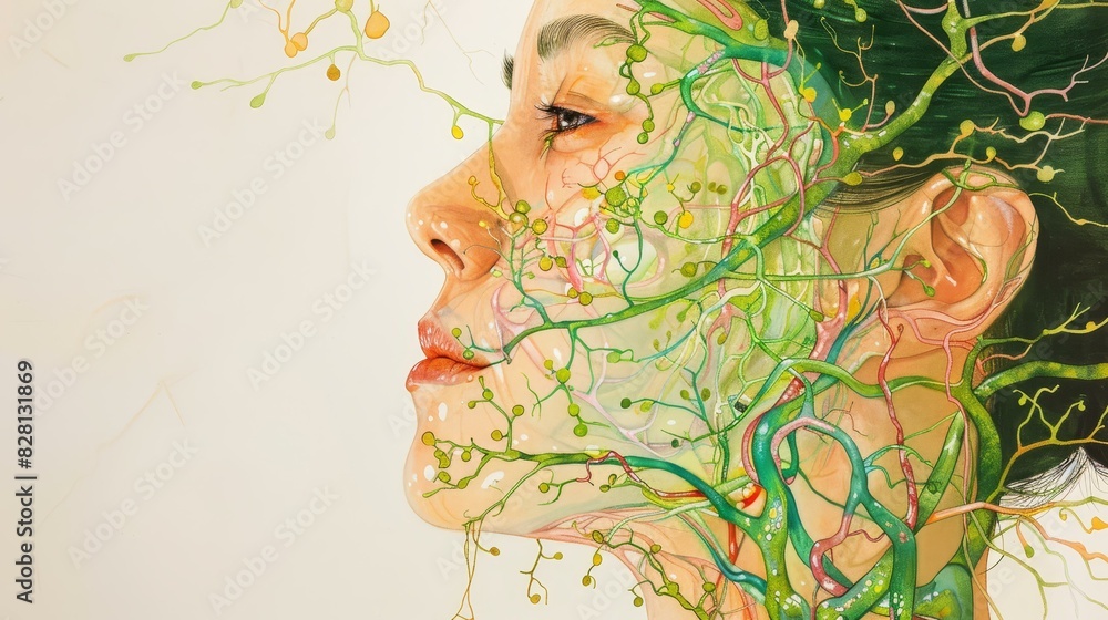 Educational illustration of a womans intricate lymphatic system ...