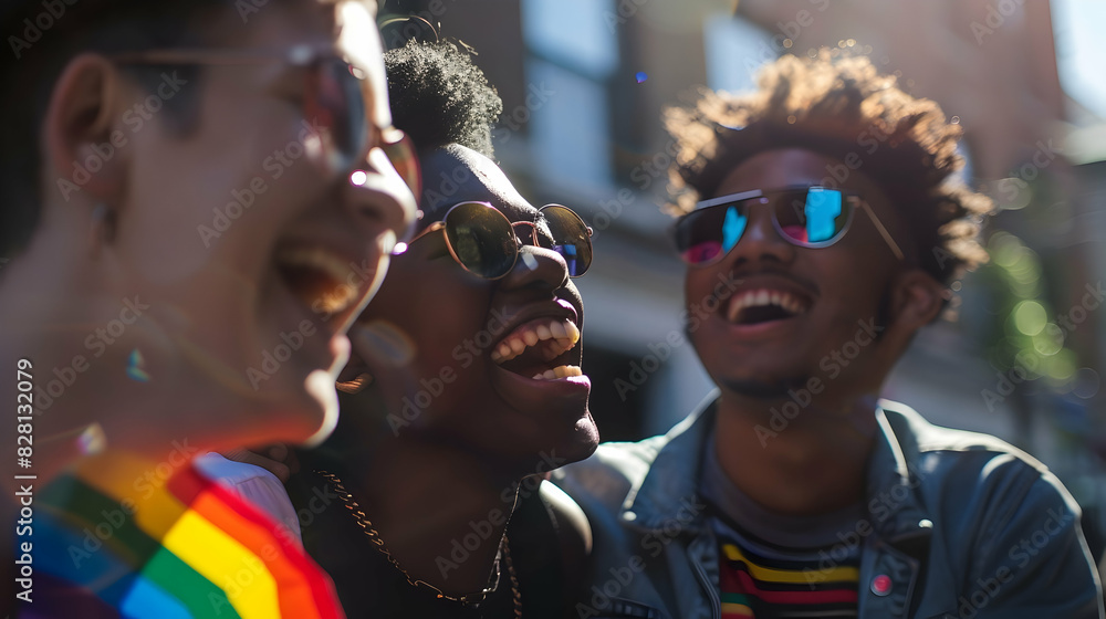High-contrast image of a group of friends from the LGBTQ+ community ...