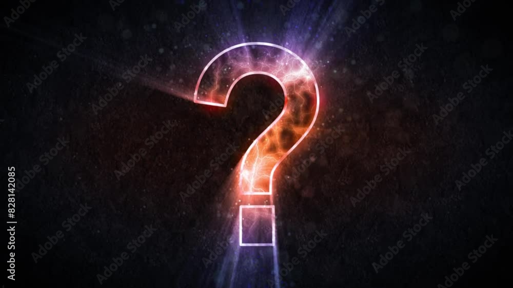 Modern question mark animation, glow on dark background. Looping ...
