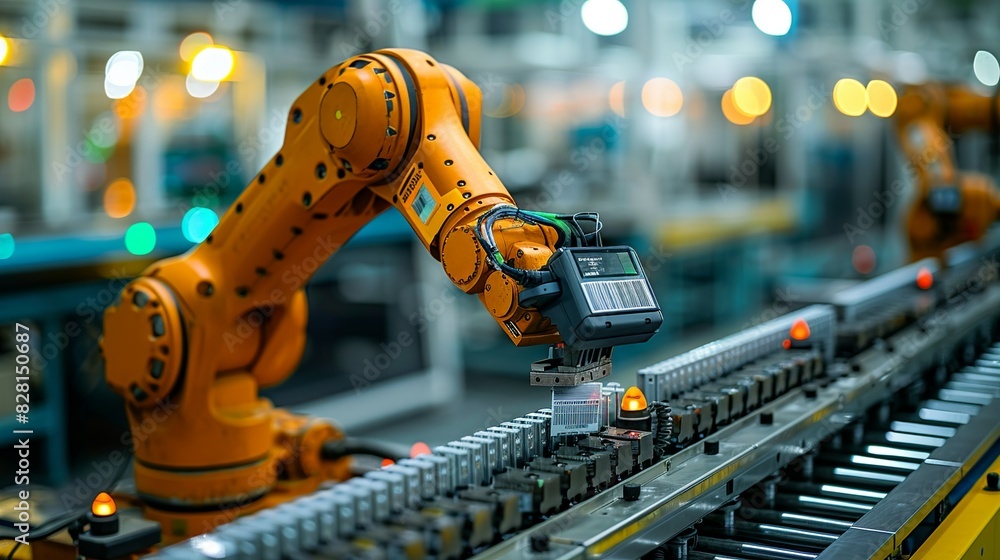 The robot is shown using a handheld scanner to read product barcodes ...