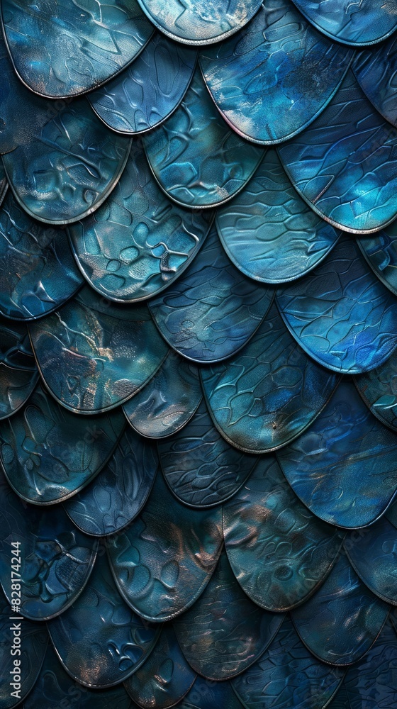 Fantastical illustration of a dragon with shimmering blue and purple ...