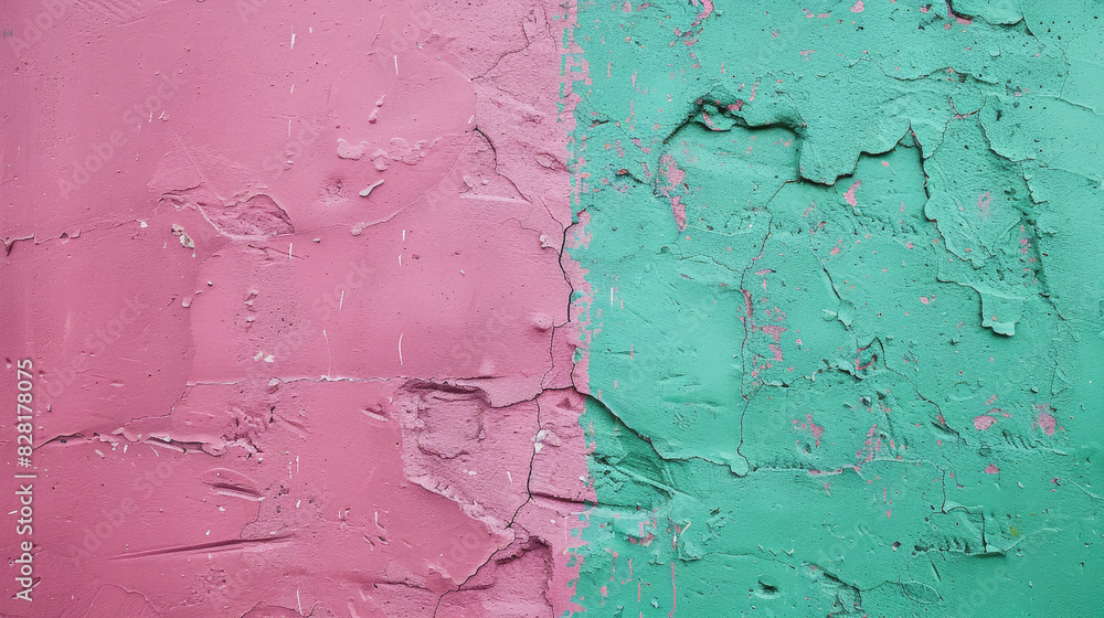 cracked poster old wall painted rough style background split in half ...