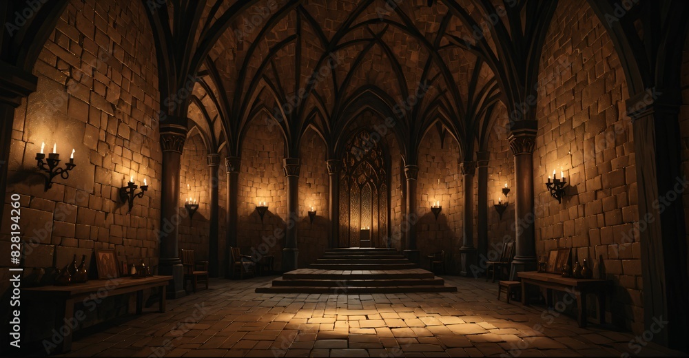 gothic castle palace building interior. goth cathedral rose art Nuevo ...