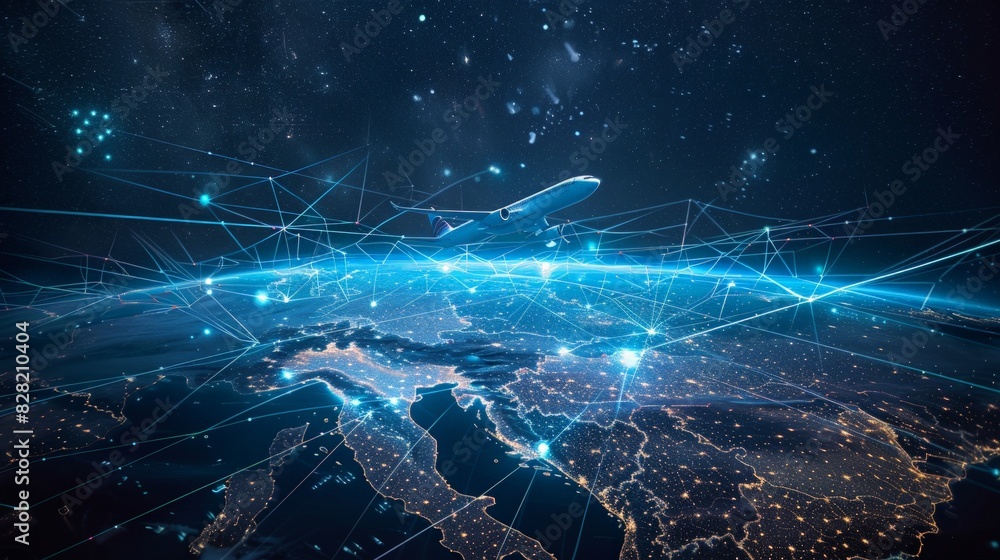 Global Air Routes: Capture a map displaying global air routes with ...