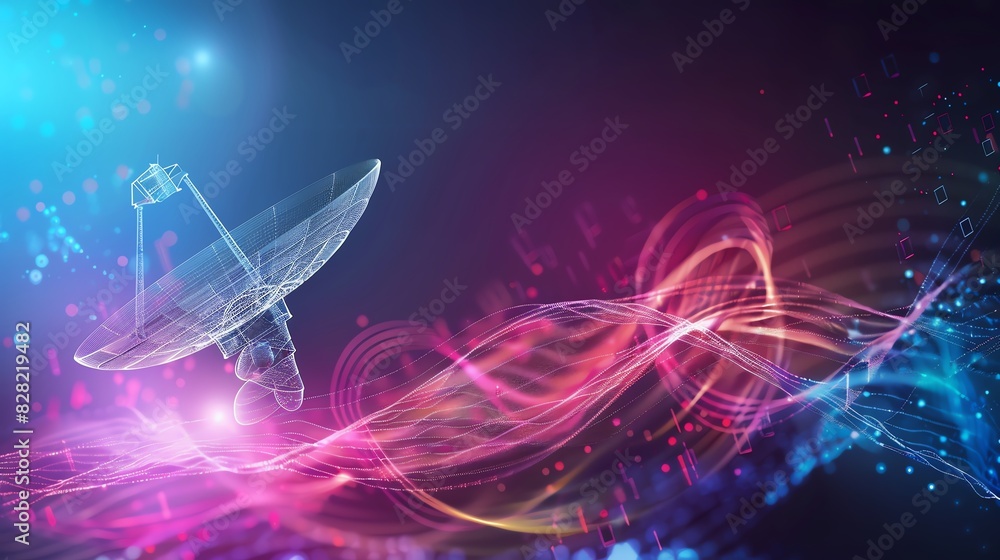 Radio waves transmission, copy space, electromagnetic spectrum, dynamic ...