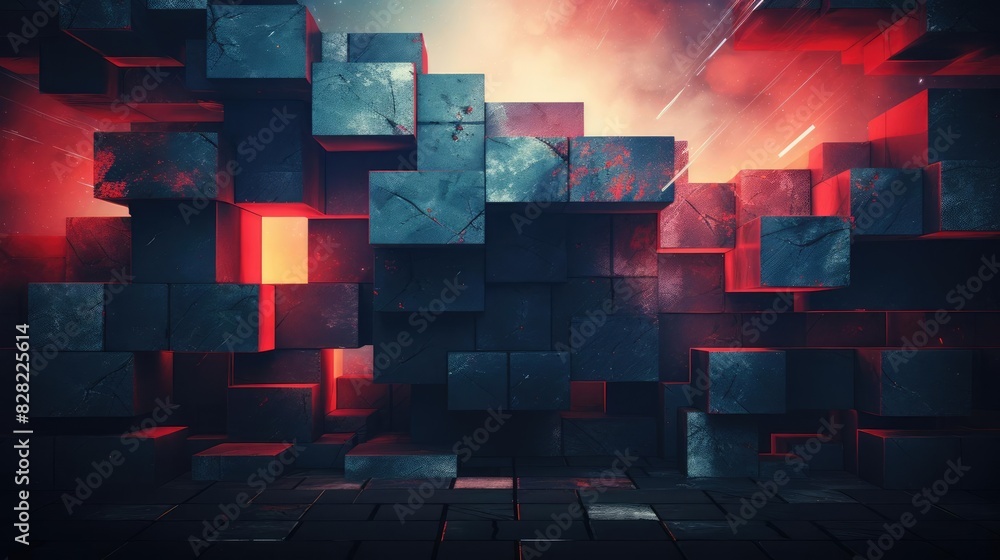 Abstract Cube Structure, Dynamic Geometric Design, bold, dramatic ...