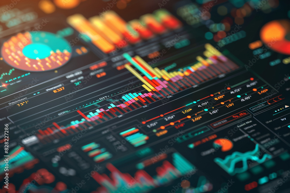 Isometric diagram of a stock portfolio with various assets, charts, and ...