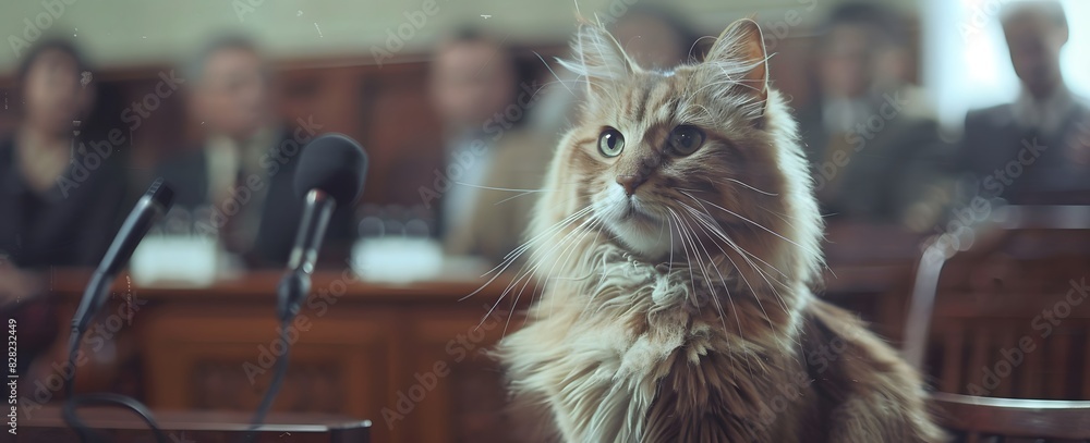 Longhaired cat sits in the audience of an International maine club ...