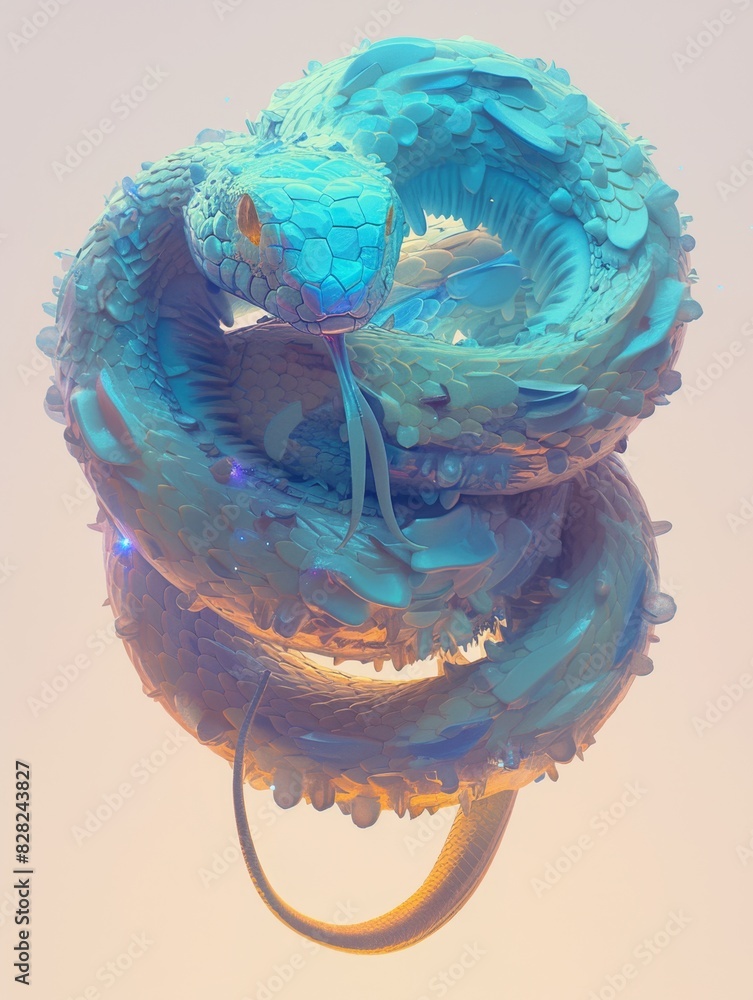 Futuristic 3D Toy Snake with Cool Style, Delicate Fluffy Texture, Soft ...