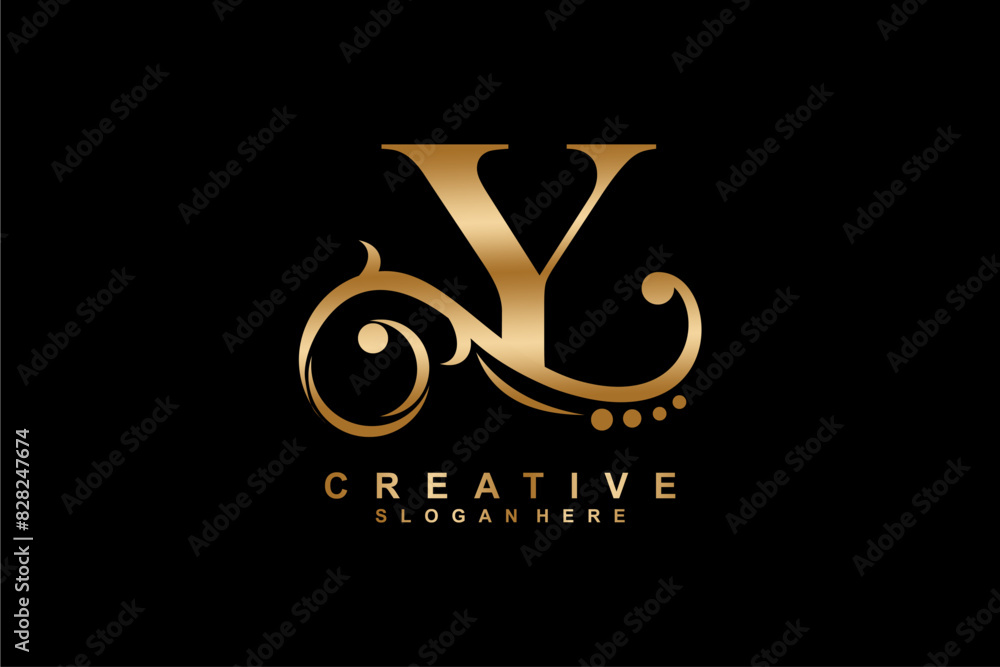 Y letter logo with luxury gold floral ornament. Y monogram logo, Y ...