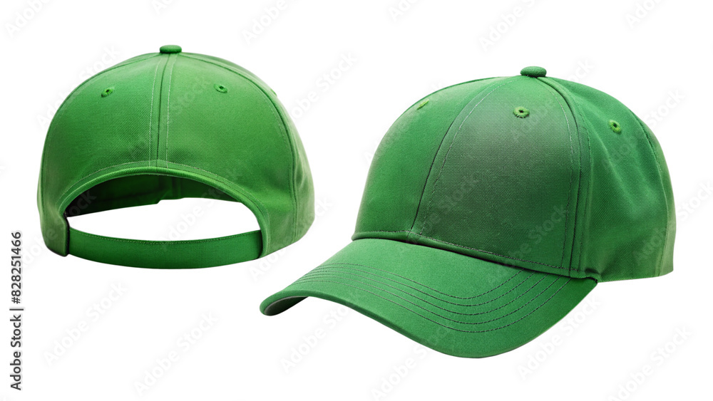 Green baseball cap front and back view mockup isolated PNG on ...