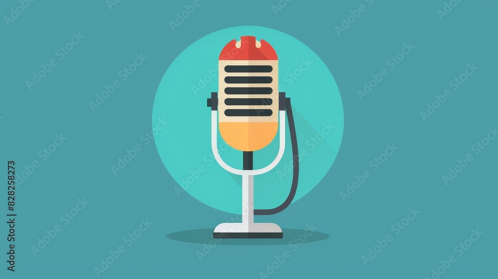 A flat design microphone illustration, representing the iconic tool ...