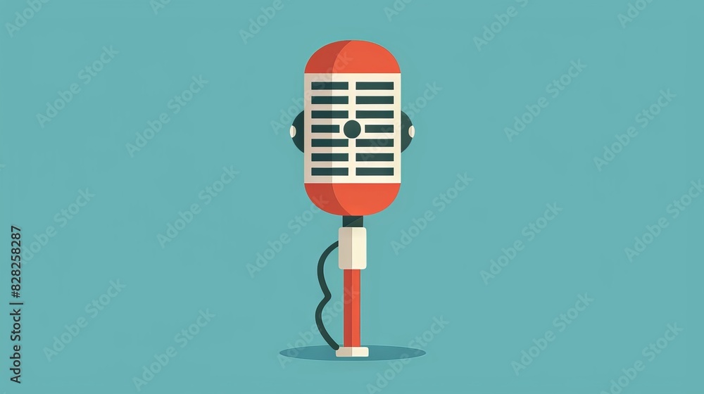 A flat design microphone illustration, representing the iconic tool ...
