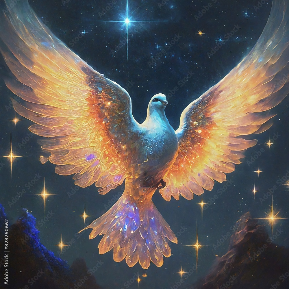 Dove bird with mythical appearance. Stock Illustration | Adobe Stock