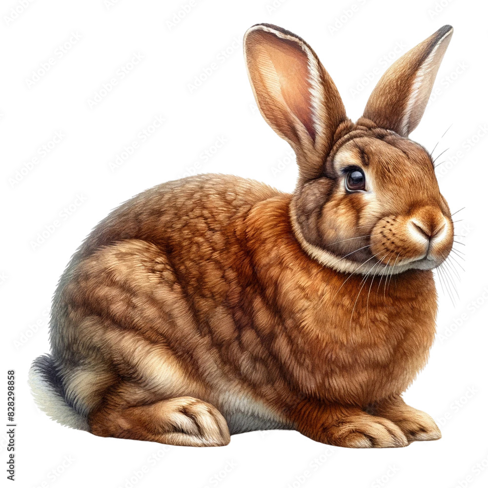 Realistic illustration of a brown rabbit sitting. Perfect for nature ...