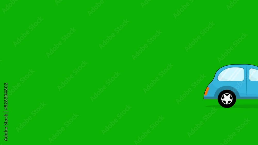 Kids blue color cartoon toy sports car 2d animation on green screen 4k ...