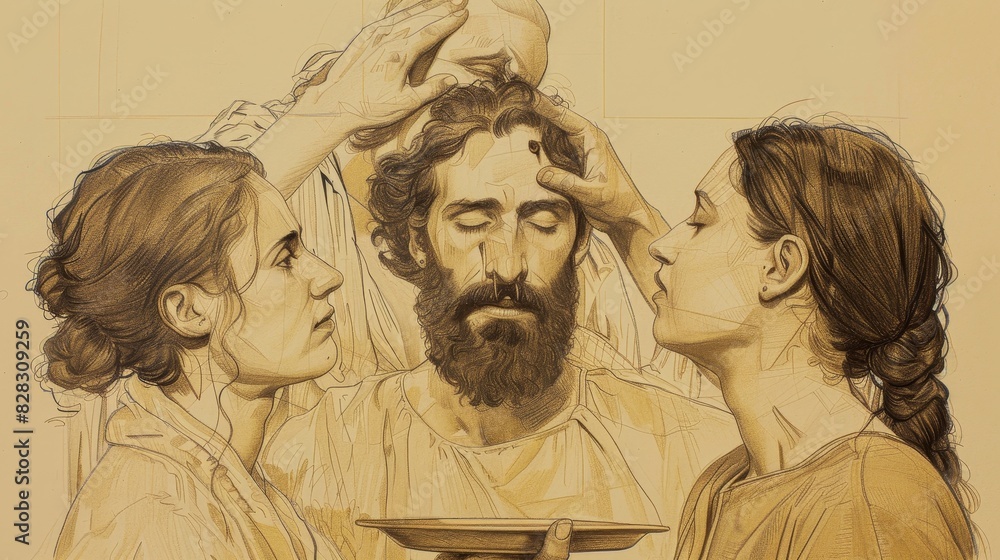 Biblical Illustration of Beheading of John the Baptist, Herodias ...