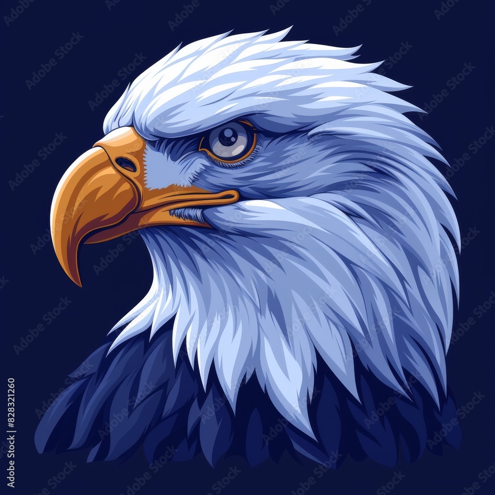 A bald eagle cartoon features a cheerful eagle with a wide wingspan ...