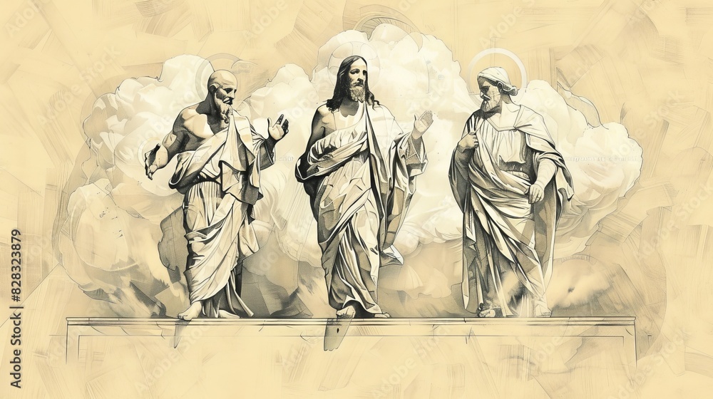 Jesus Transfigured with Moses and Elijah, Peter, James, and John ...