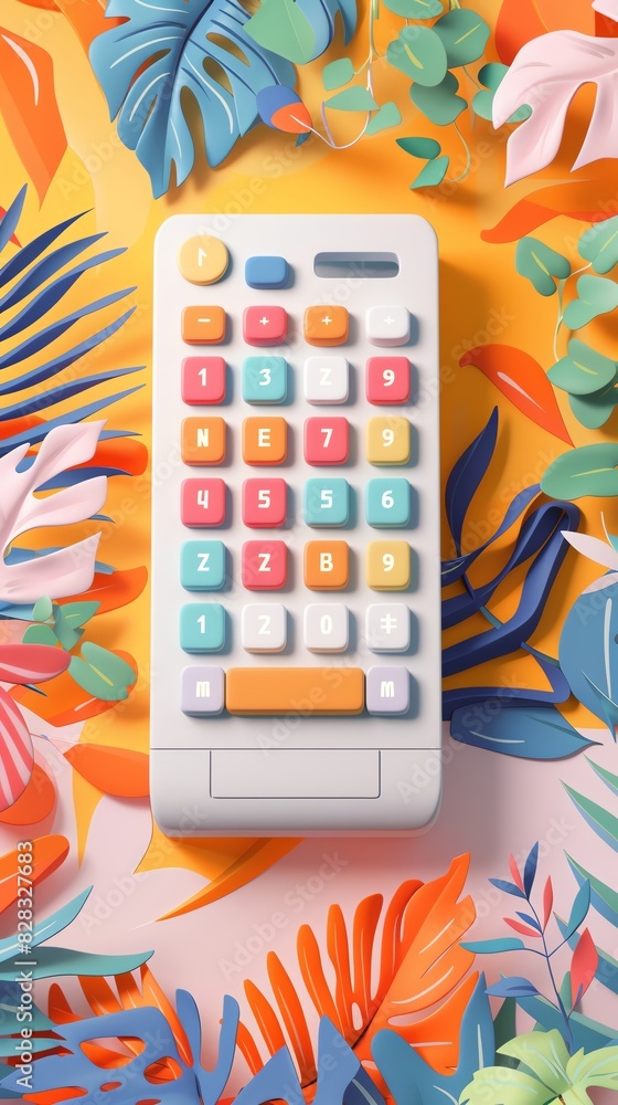297 3D model of a keypad icon with a colorful illustrated background ...