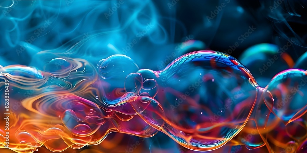 Soap bubbles colors formed by light interference through thin film of soapy water. Concept Light ...