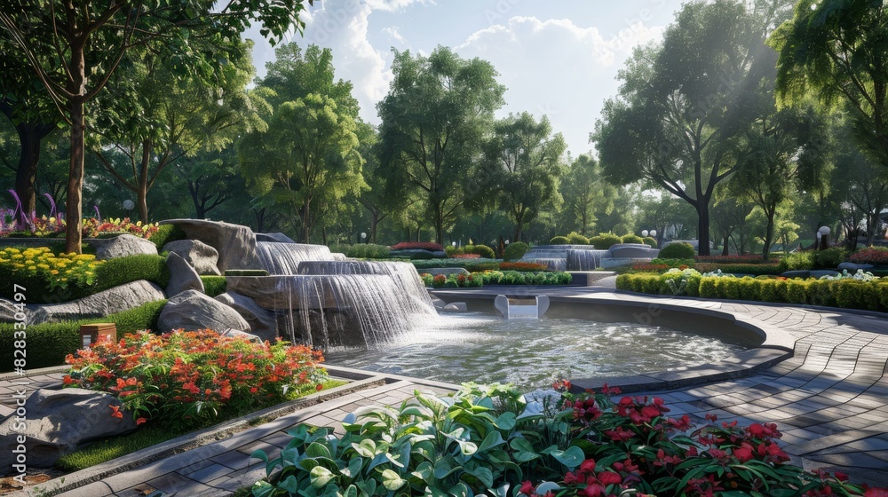 Garden Landscape Design Renderings: Visualizing Outdoor Spaces Stock ...