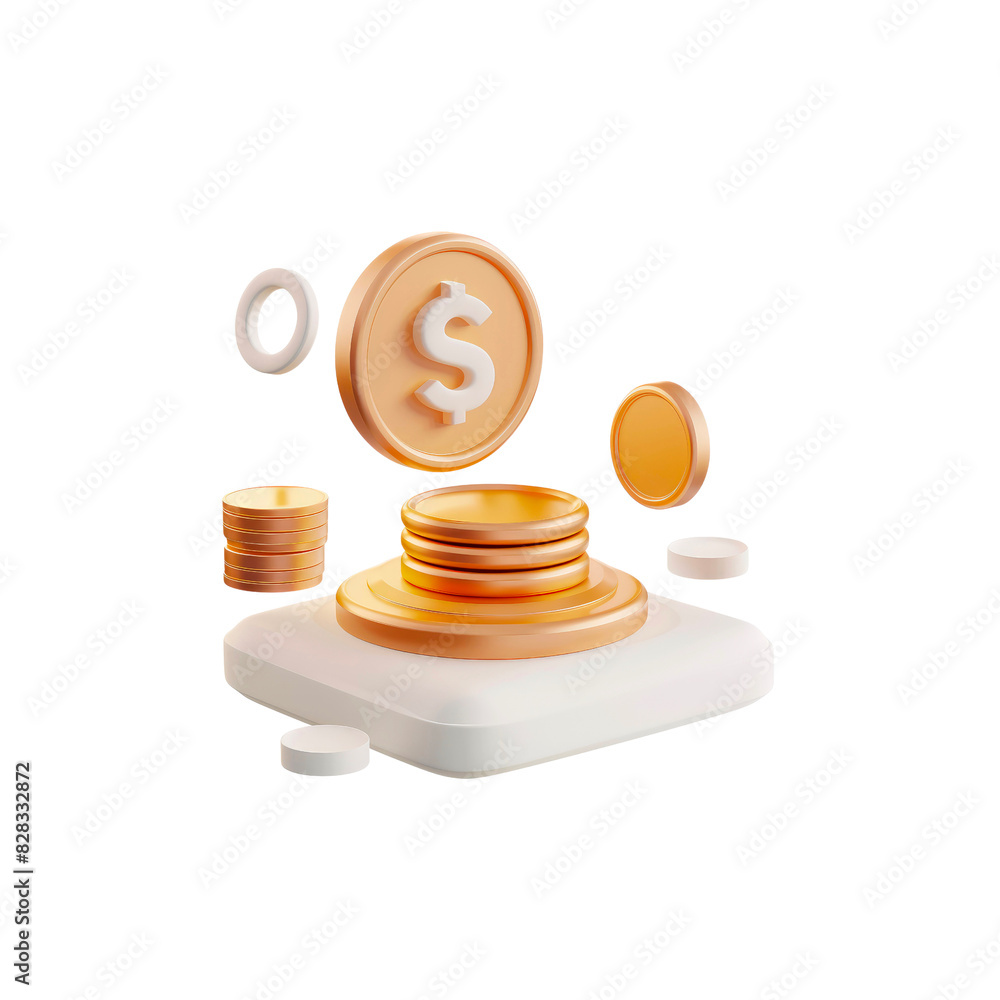 3D icon finance business concept on transparent background, PNG. Stock ...