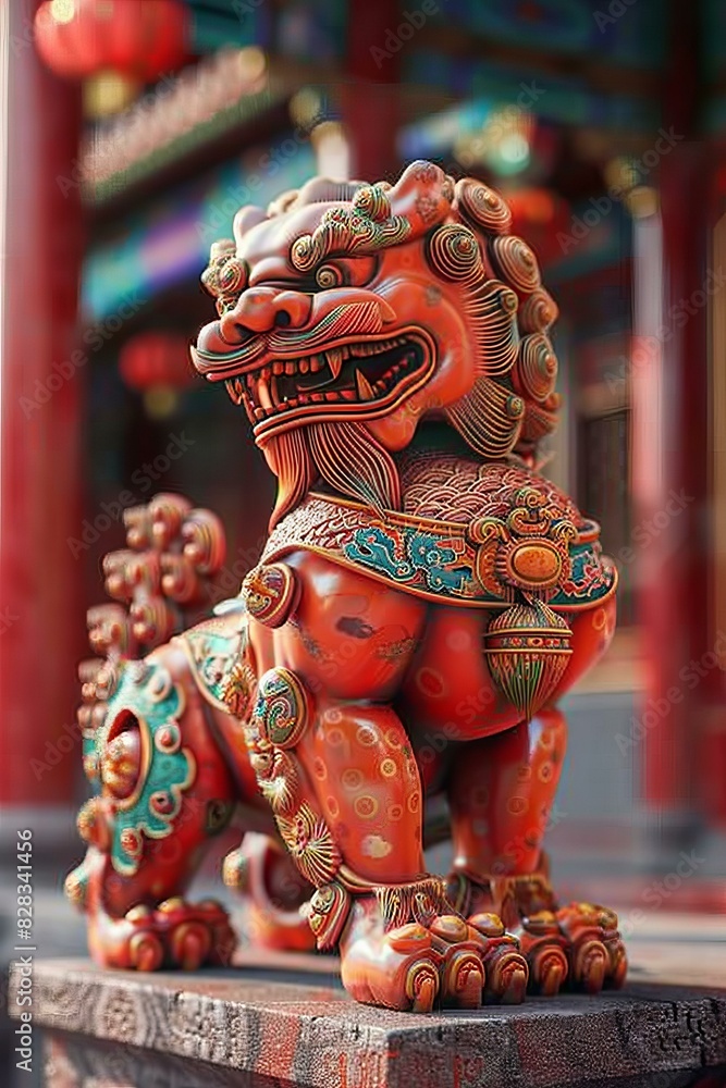 Majestic Temple Guardian Lion Statue: Symbol of Protection and Good ...