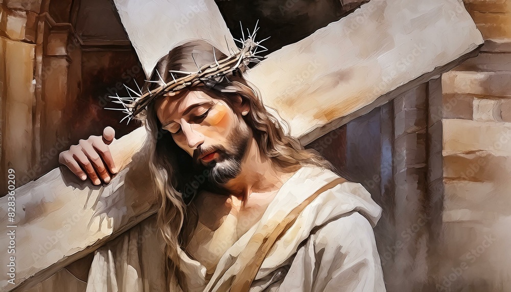 Jesus Christ Carrying the Cross - Christ on the way of his Crucifixion ...